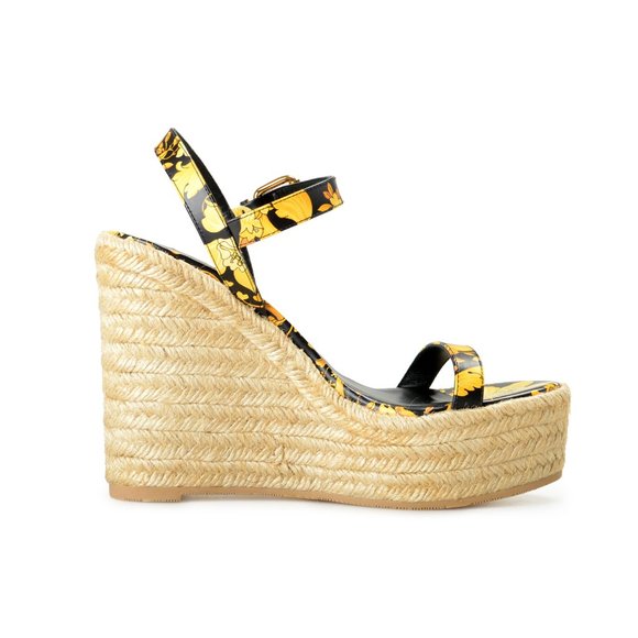 Versace | Shoes | Versace Womens Barocco Floral 0 Leather Ankle Strap ...